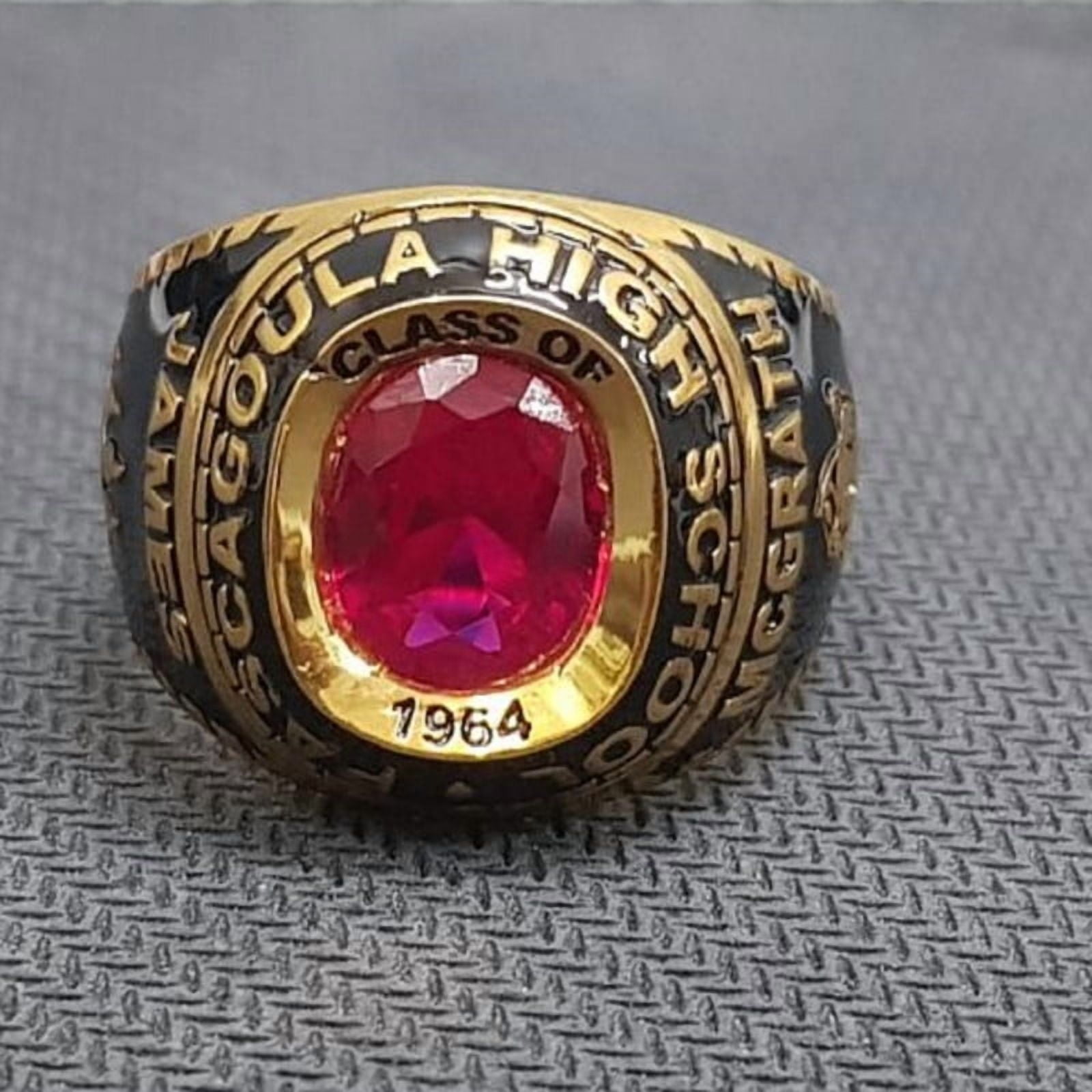 Customized Class Rings for Men CZ Cushion Gemstone High School or ...