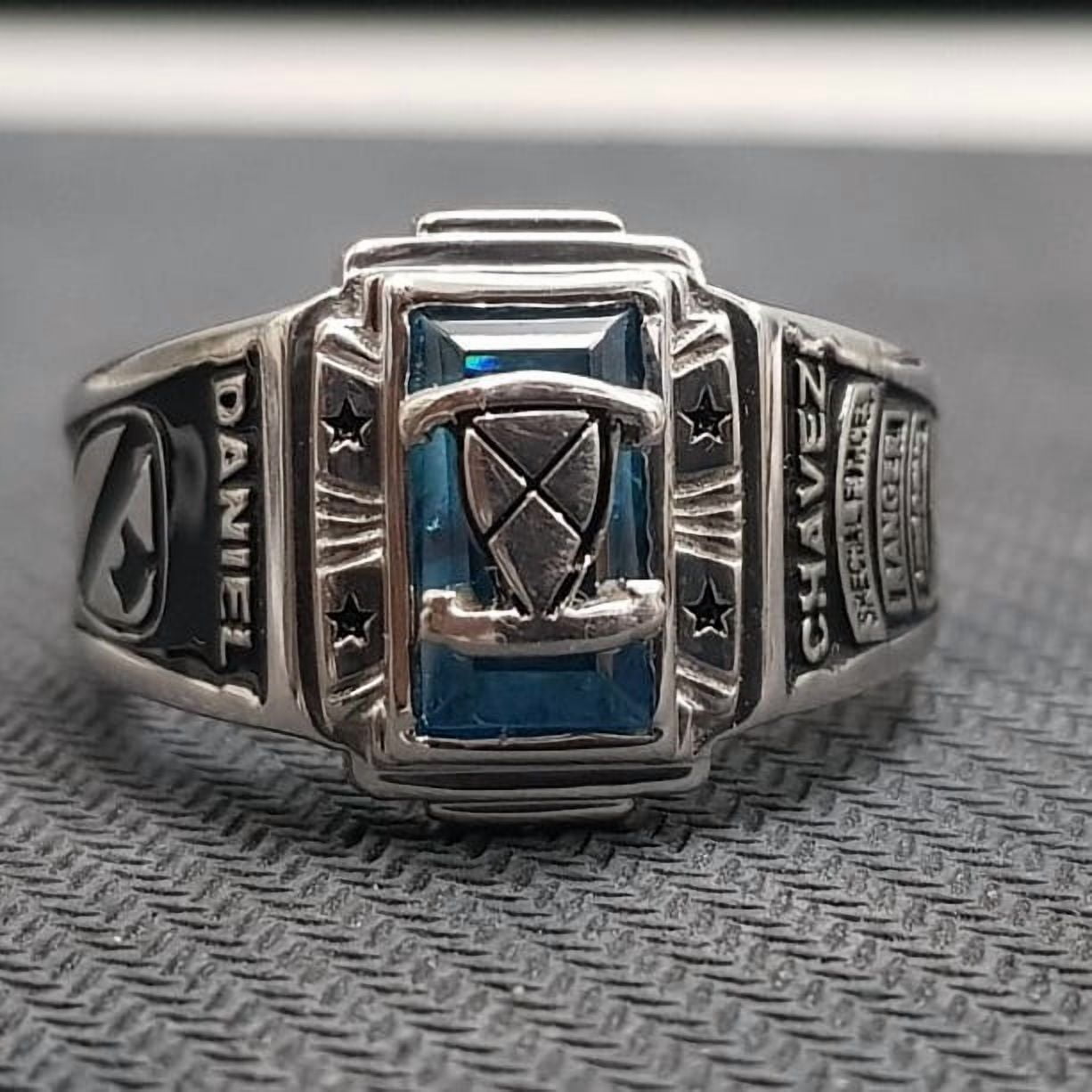 Customized Class Rings for her CZ Gemstone High School or College Graduation Rings -925 Sterling ...