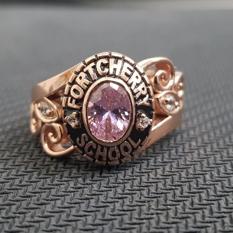 Customized Class Rings for her Cushion Gemstone High School or College ...