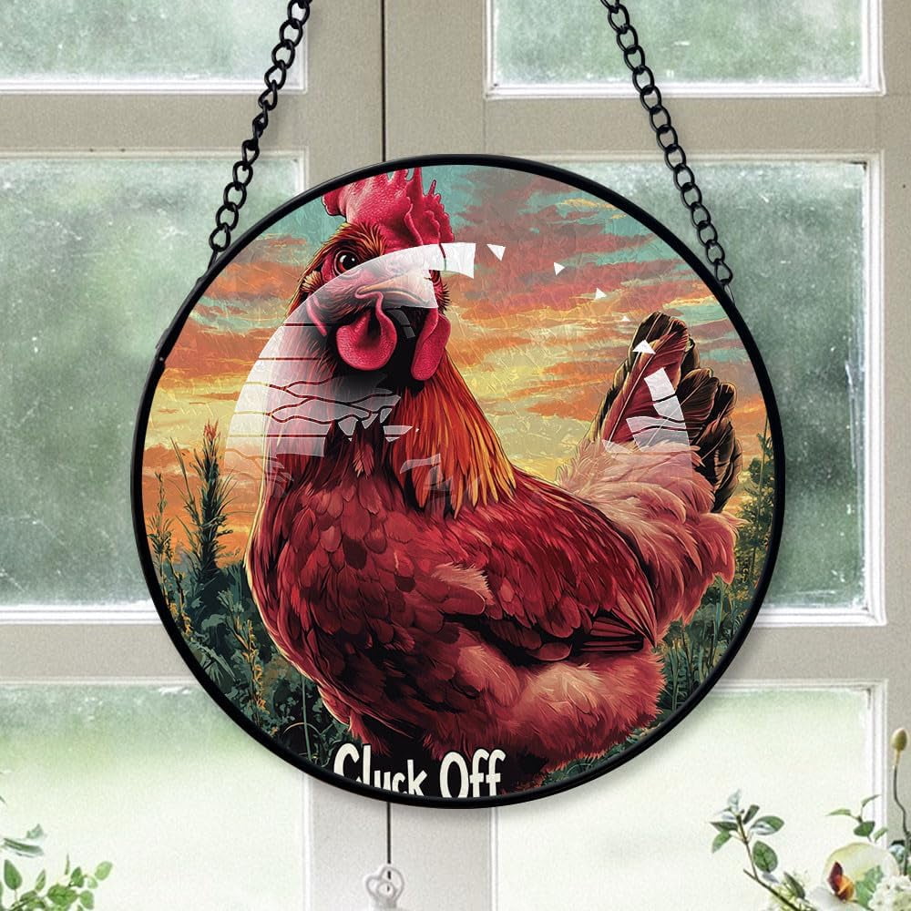 Customized Cluck Off Suncatcher Stained Glass, Cluck Off Gifts for ...