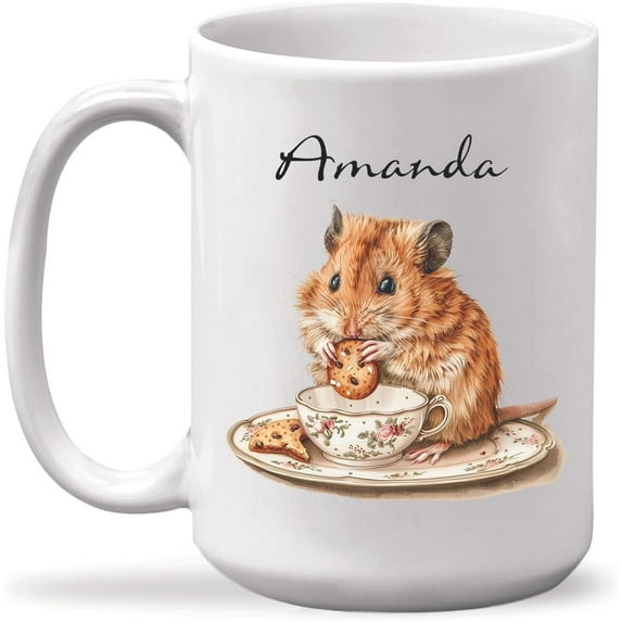 Customized Coffee Cup For Hamster Lovers, Cute Hamster Eating Cookies ...