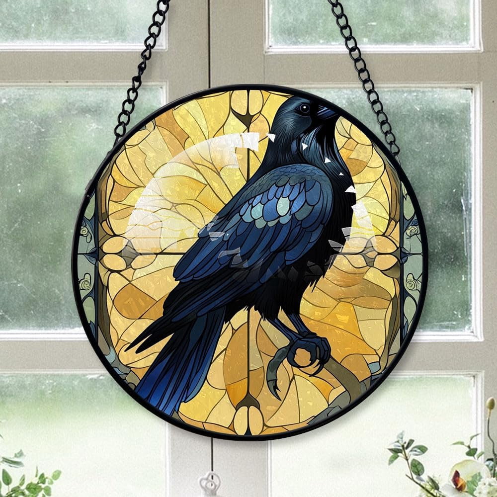 Customized Crow Suncatcher Stained Glass, Crow Gifts for Women for ...