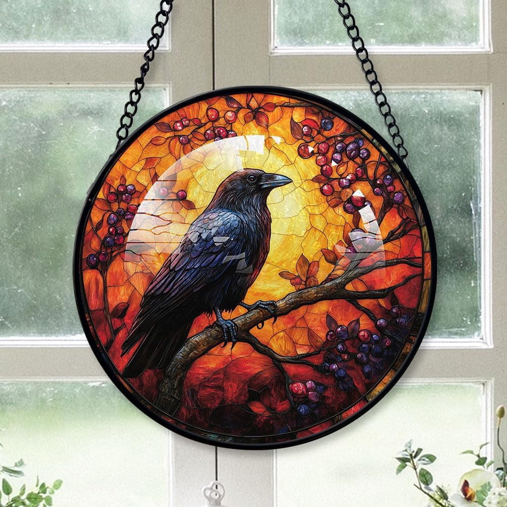 Customized Crow Suncatcher Stained Glass, Crow Gifts for Women for ...