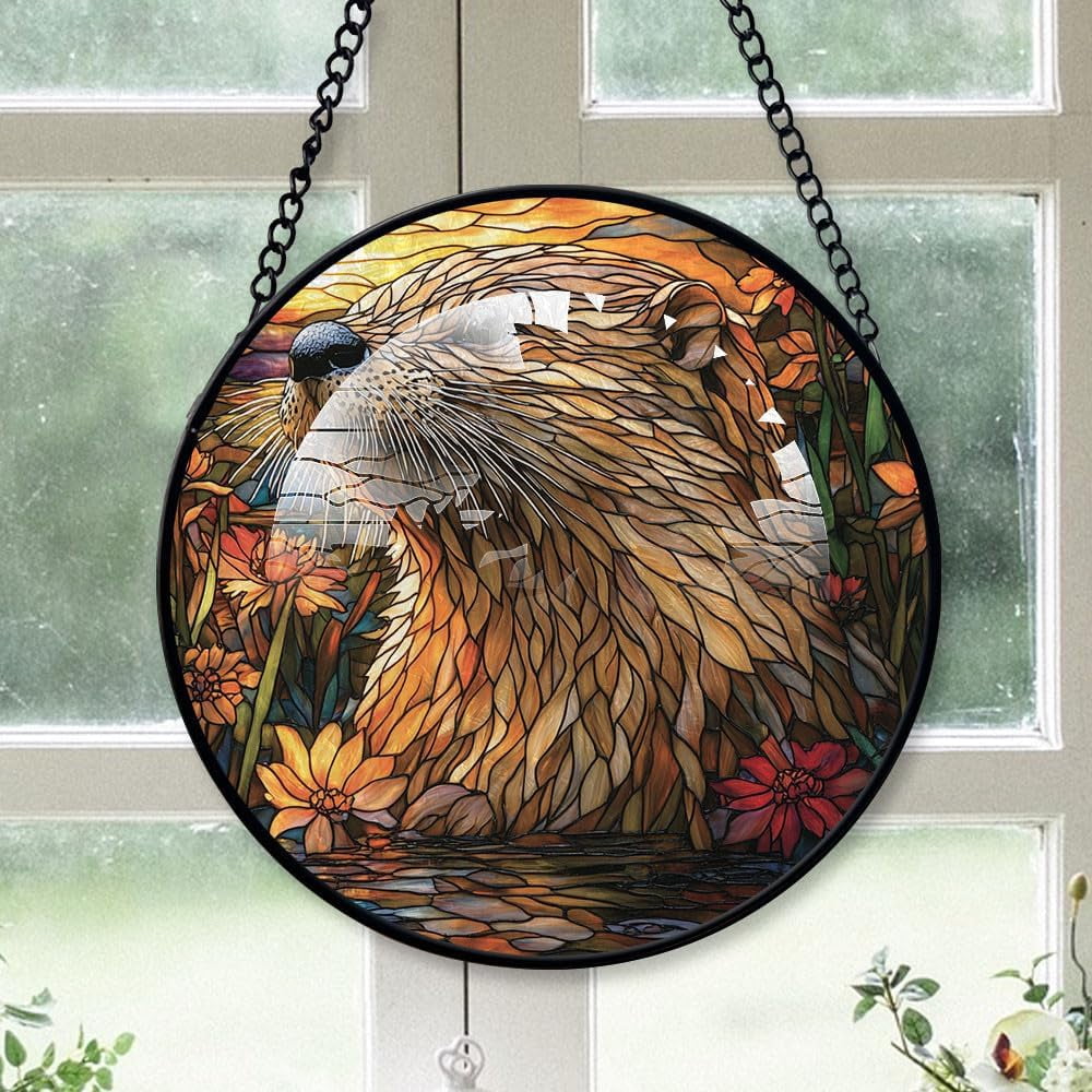 Customized Cute Otter Stained Glass, Cute Otter Suncatchers, Cute Otter ...
