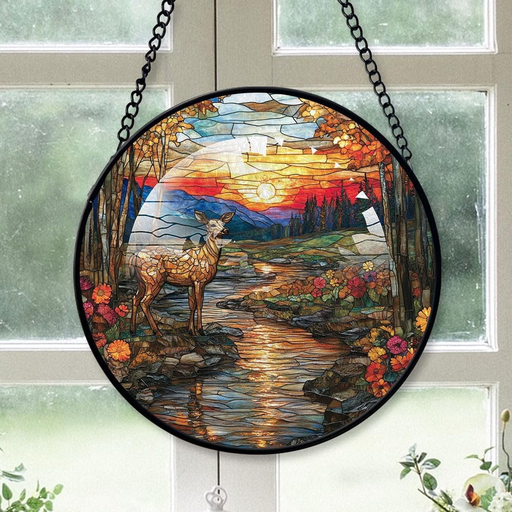 Customized Deer Stained Glass, Deer Suncatchers, Deer Window Hangings ...