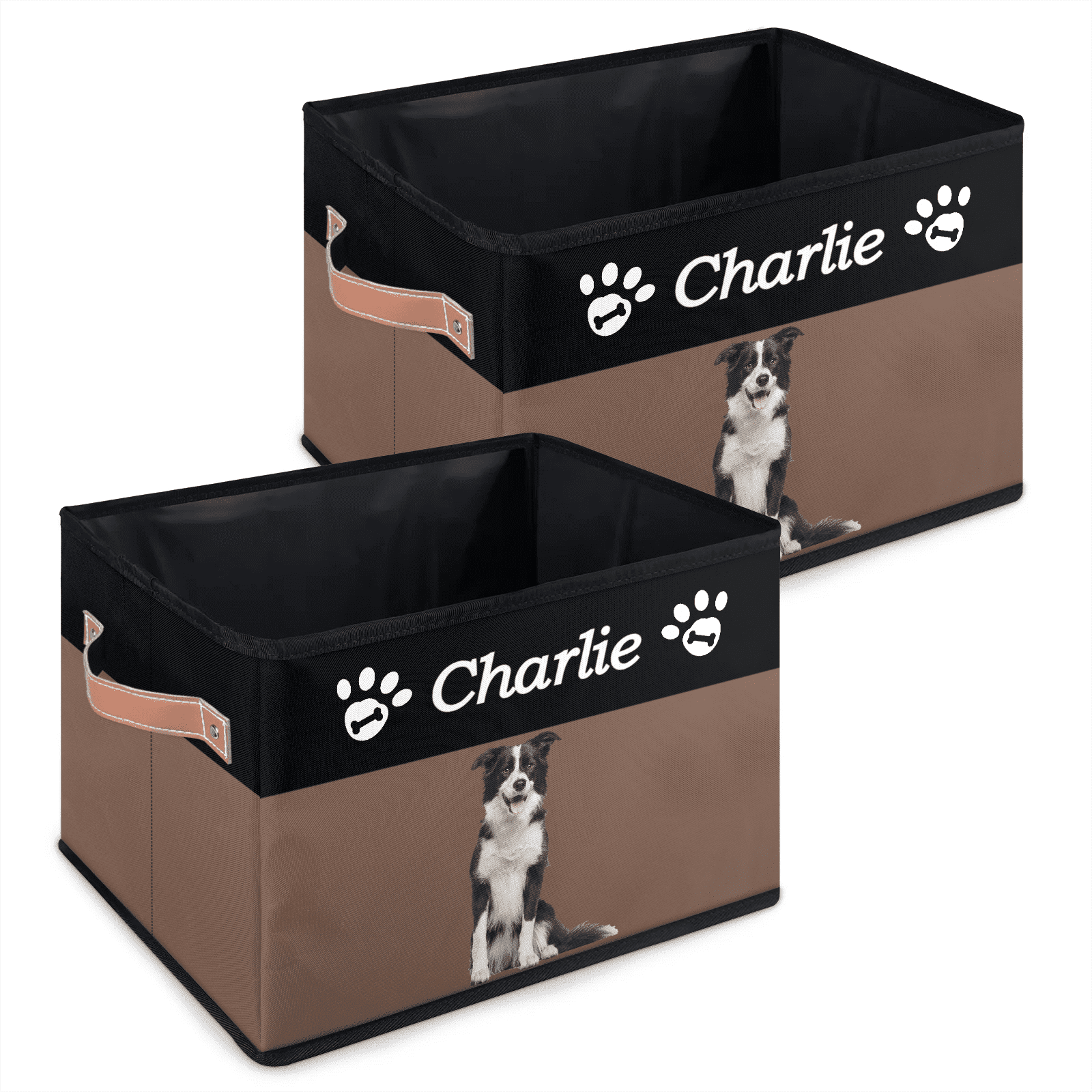 Customized Dog Basket Box with Name Photo,Collapsible Dog Toy Storage ...