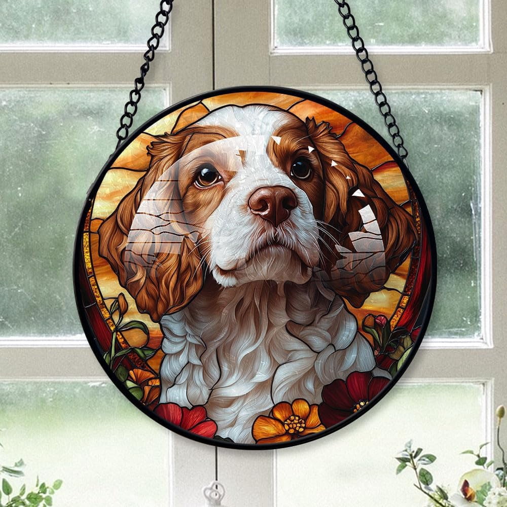 Customized Dog Stained Glass, Dog Glass Panel Sun Catchers Pretty Gifts ...