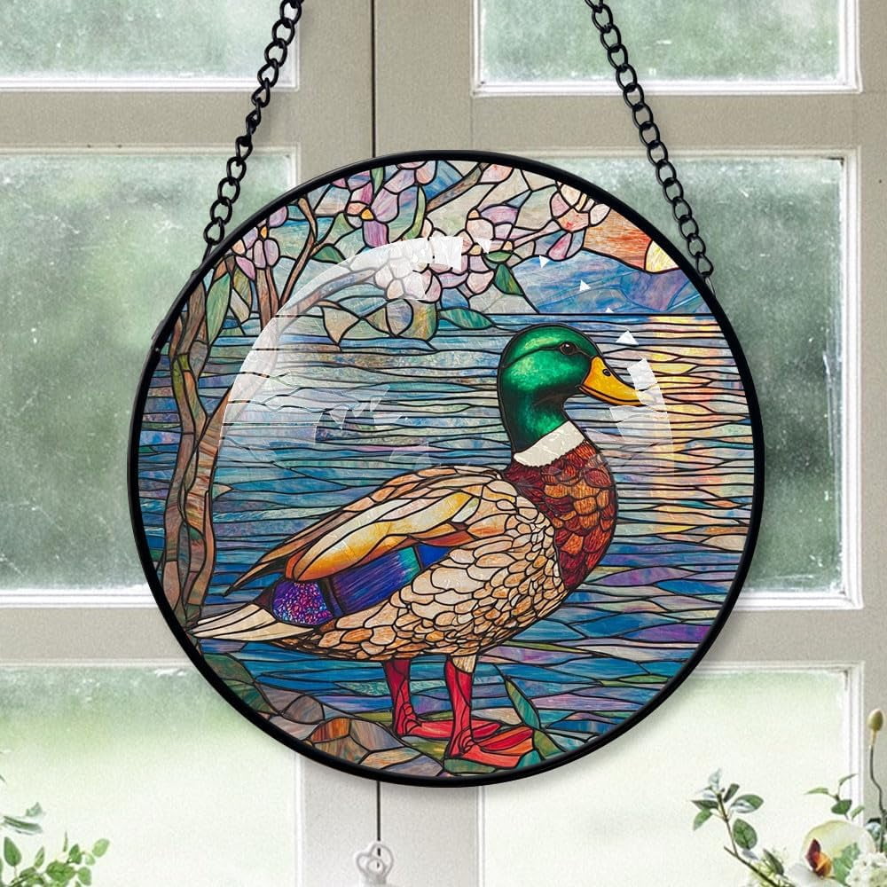 Customized Duck Stained Stained Glass, Duck Stained Suncatchers, Duck ...