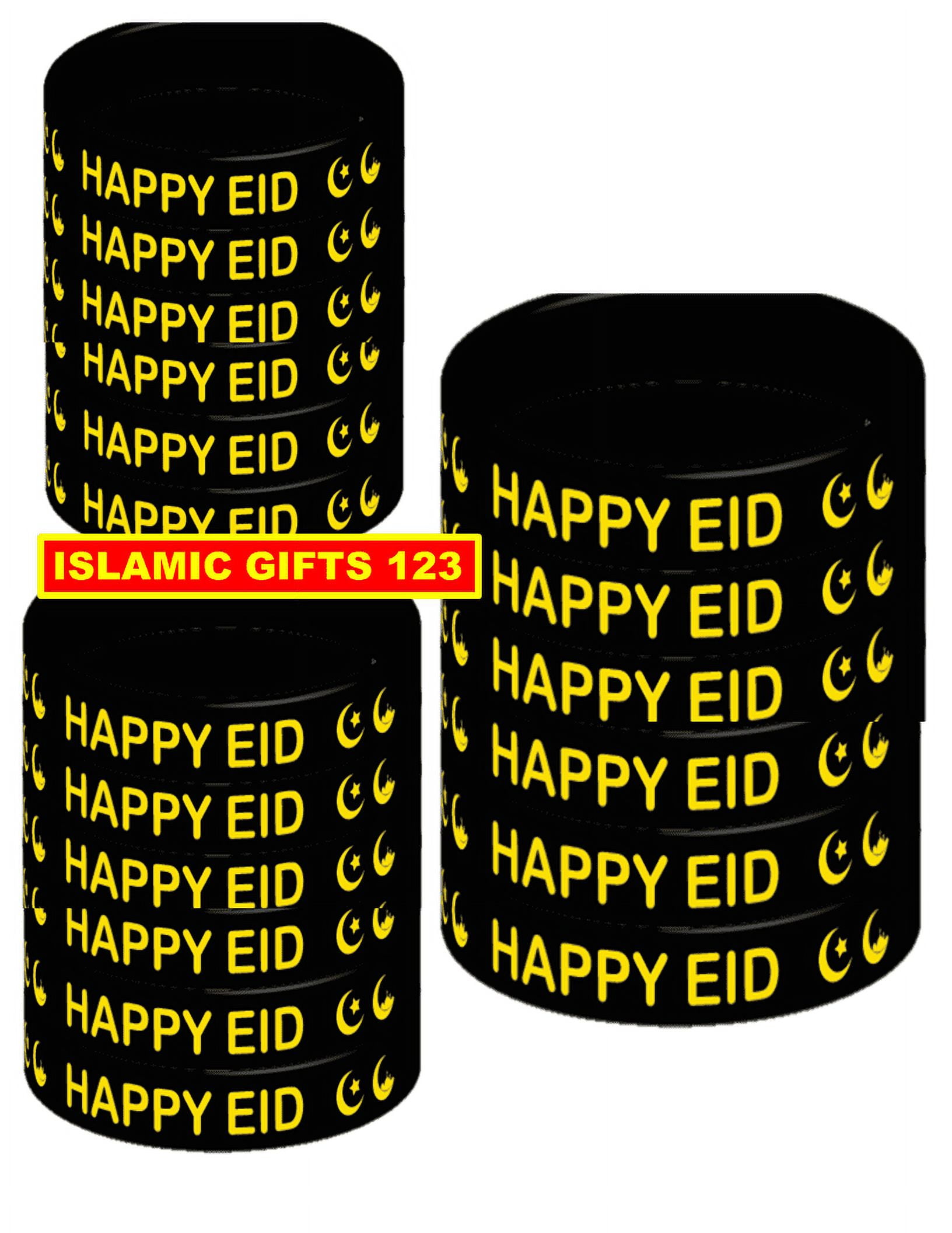 Customized Eid Wrist Bands Silicone Rubber Bracelets [12 Pack] Eid ...