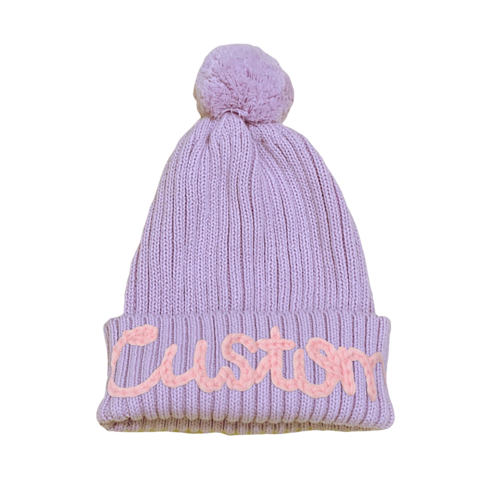 Customized Embroidered Baby Beanie Hat with Name, Warm Knitted Hat for ...