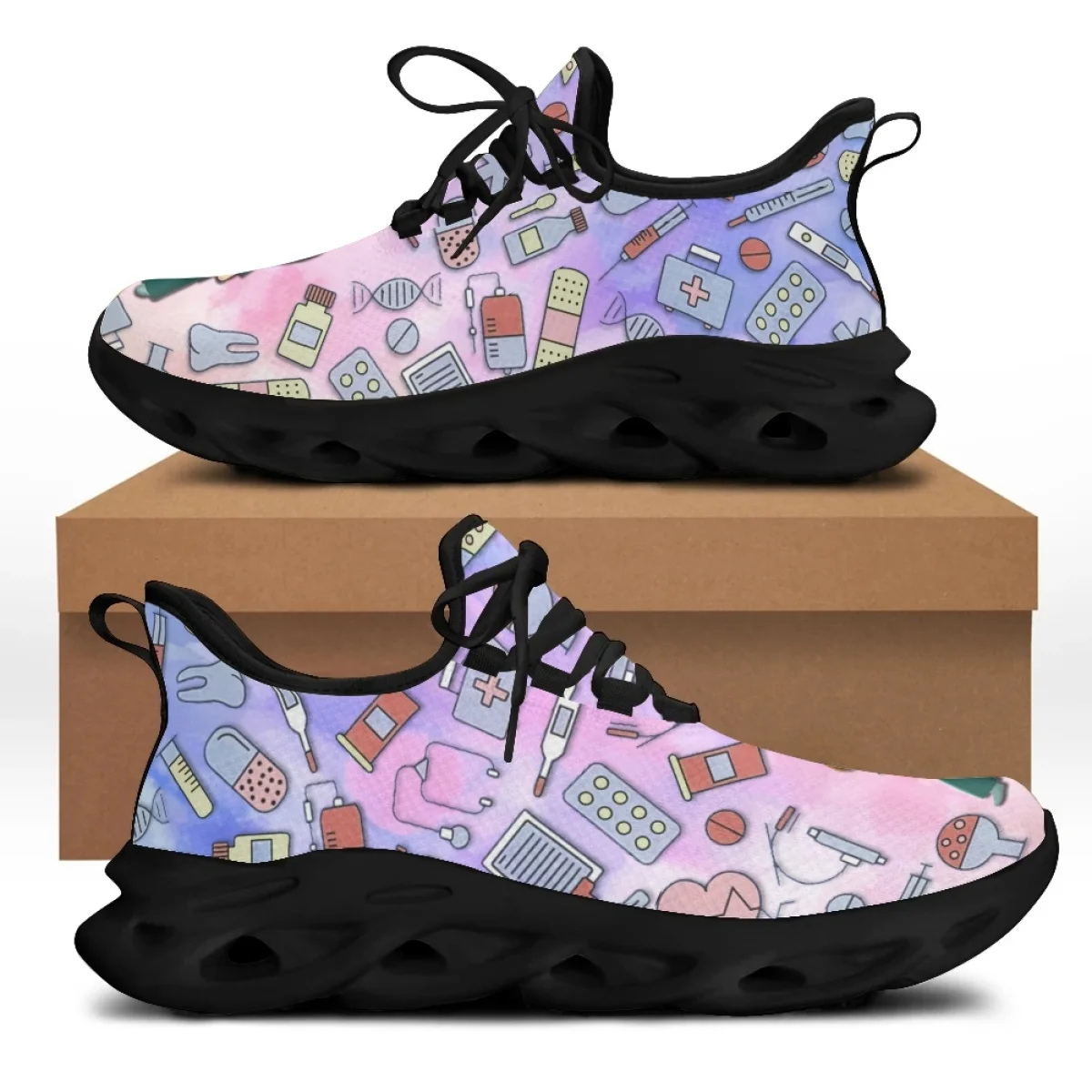 Customized Fancy Sneakers Women Custom Pattern Print Plus Size Flat ...