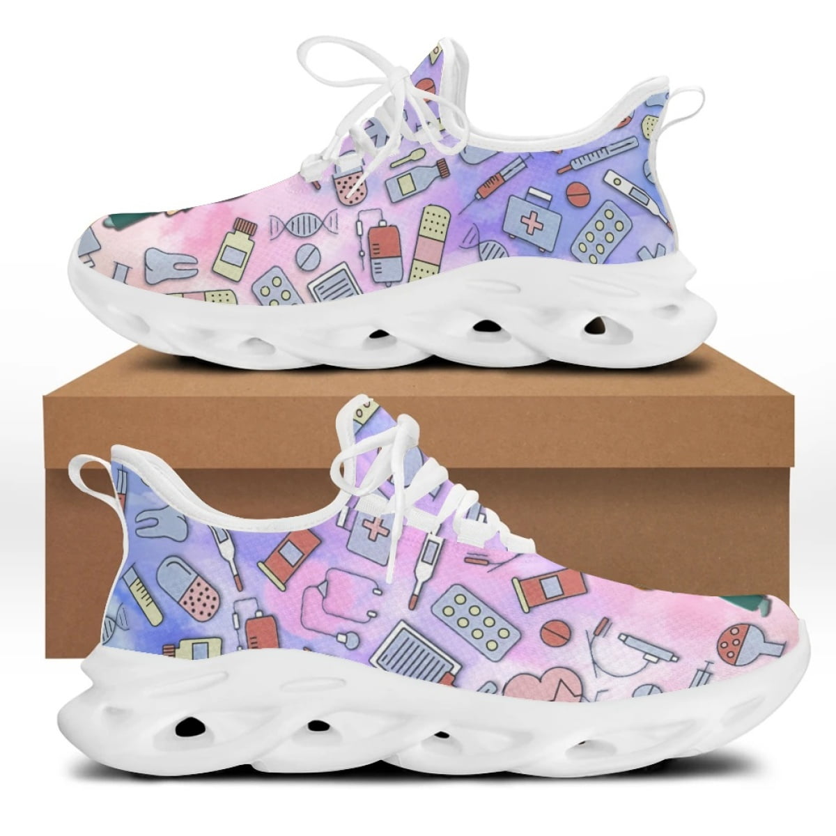 Customized Fancy Sneakers Women Custom Pattern Print Plus Size Flat ...