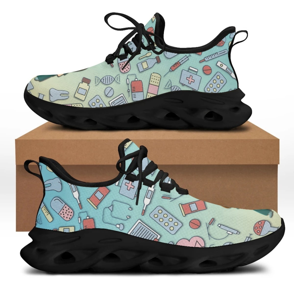 Customized Fancy Sneakers Women Custom Pattern Print Plus Size Flat ...