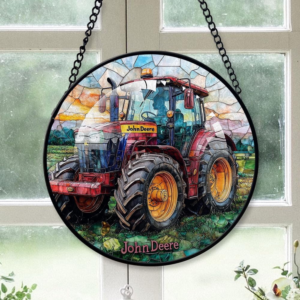 Customized Farmhouse Tractor Stained Glass, Farmhouse Tractor ...