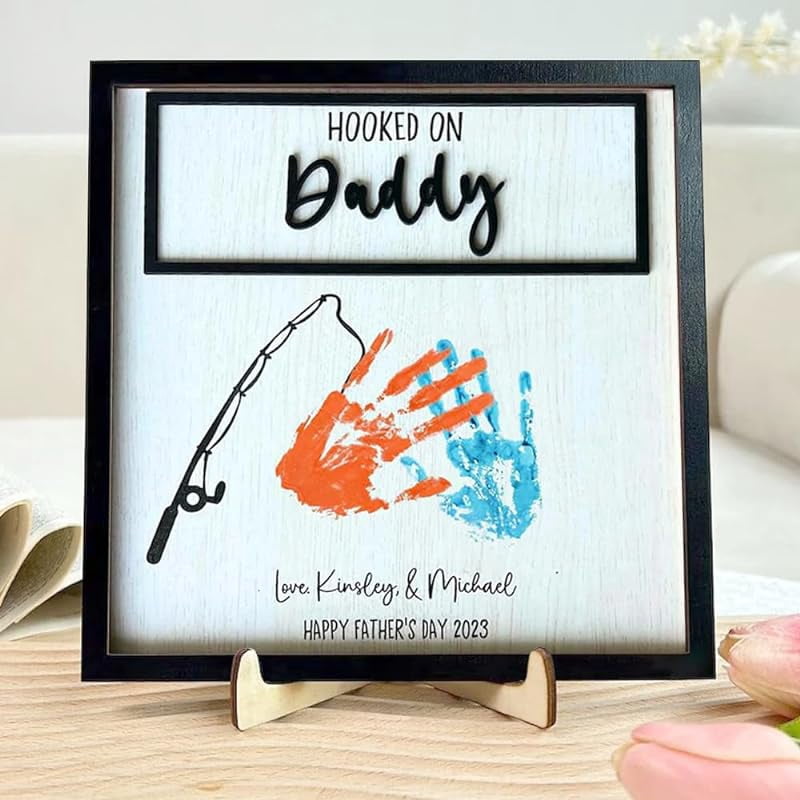 Customized Father's Day Gift, Handprint Kids, Best Dad Ever, Handprint ...