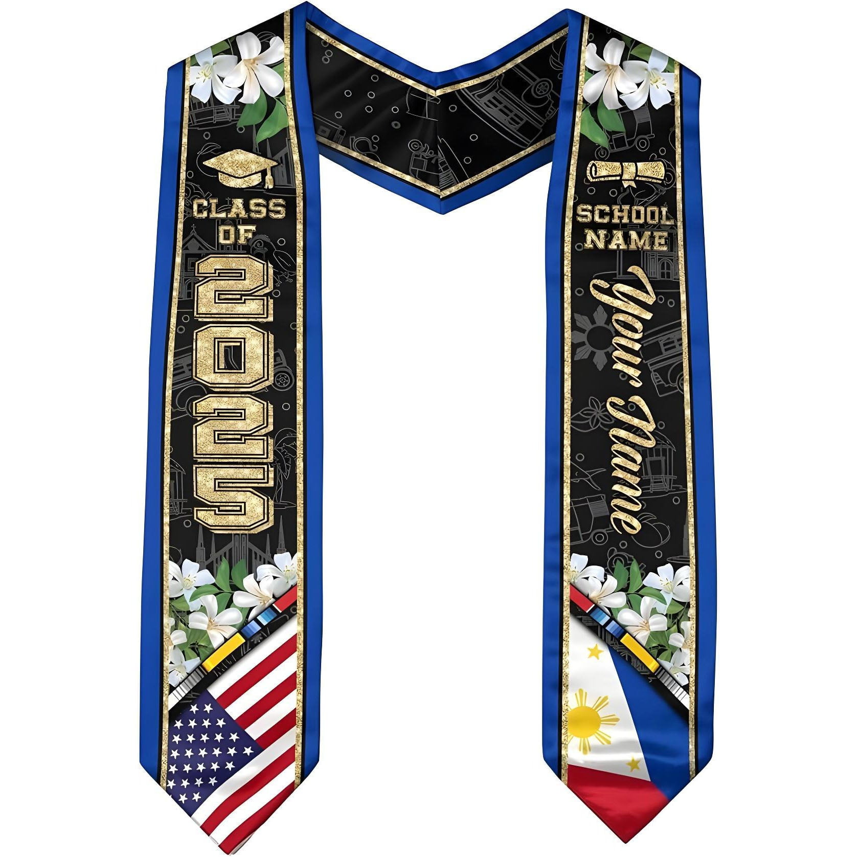 Customized Filipinos Graduation Stole 2025, Filipinos American Flag ...