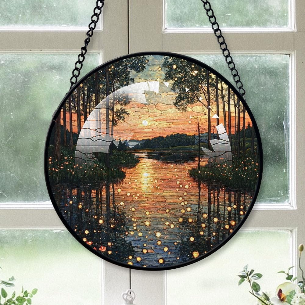 Customized Fireflies Sky Suncatcher Stained Glass, Fireflies Sky Gifts ...
