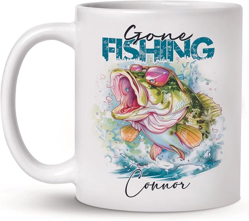 Customized Fishing Gear Design Mug, Custom Fishing Enthusiast Gift ...