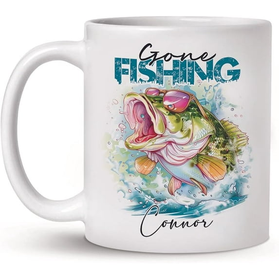 Customized Fishing Gear Design Mug, Custom Fishing Enthusiast Gift ...