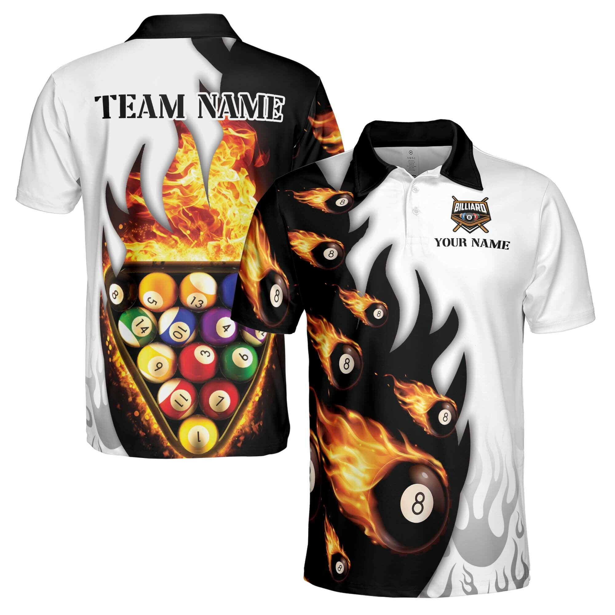 Customized Flaming Billiard Team Name Men's Polo S-5XL - Walmart.com