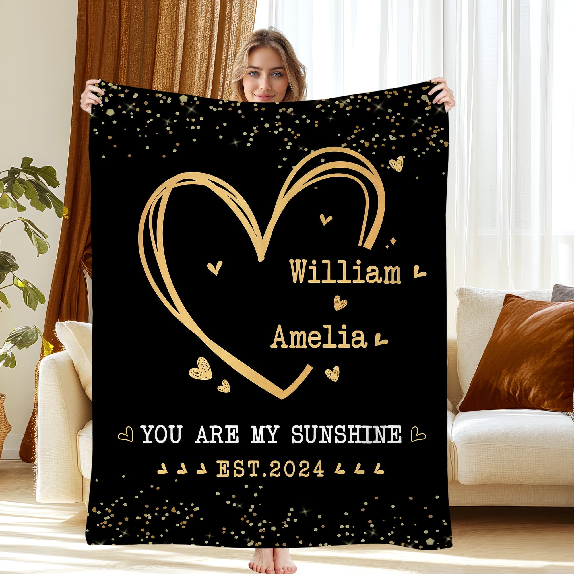 Customized Flannel Blanket, Personalized Text Throw, Multiple Sizes for ...