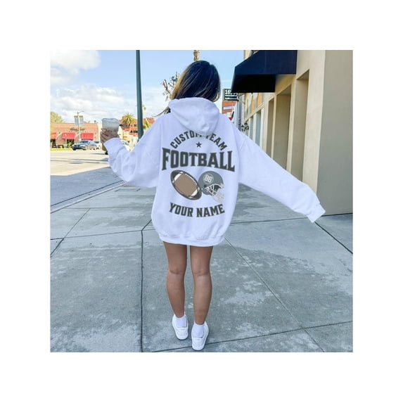 Customized Football Hoodie, Your Name Football Sweatshirt, Game Day ...