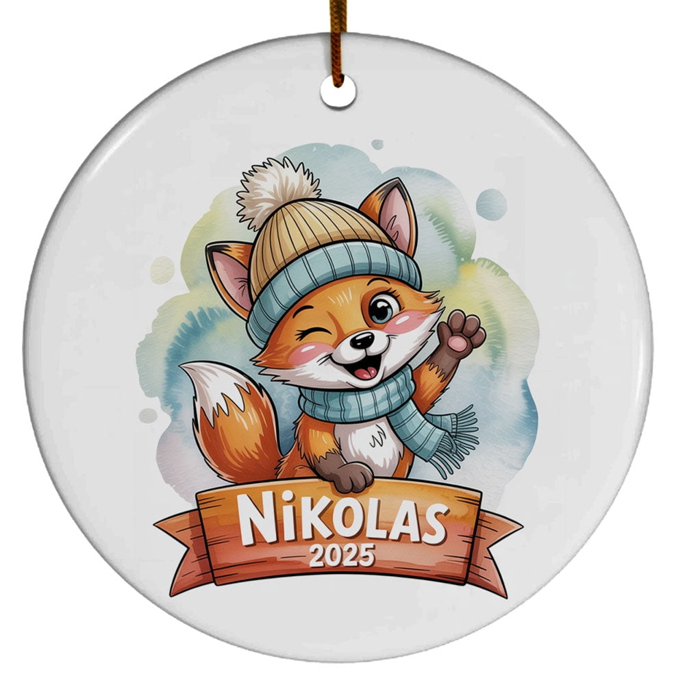 Customized Fox Christmas Ornament 2025, Date & Name Fox Xmas Tree Decor ...