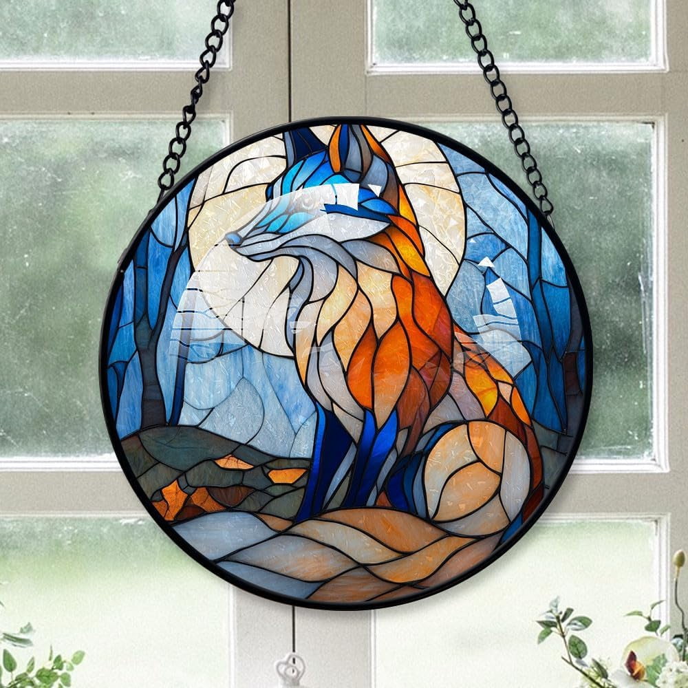 Customized Fox Stained Glass, Fox Suncatchers, Fox Window Hangings ...