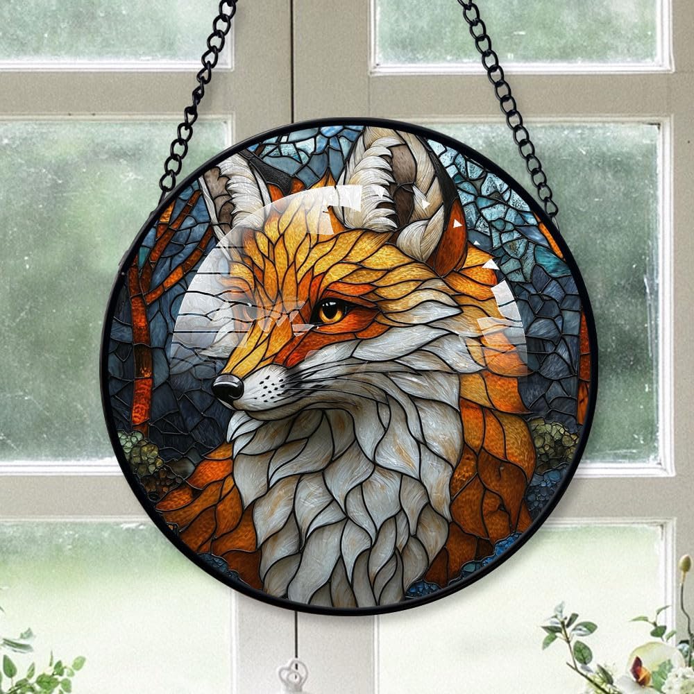 Customized Fox Stained Glass, Fox Suncatchers, Fox Window Hangings ...