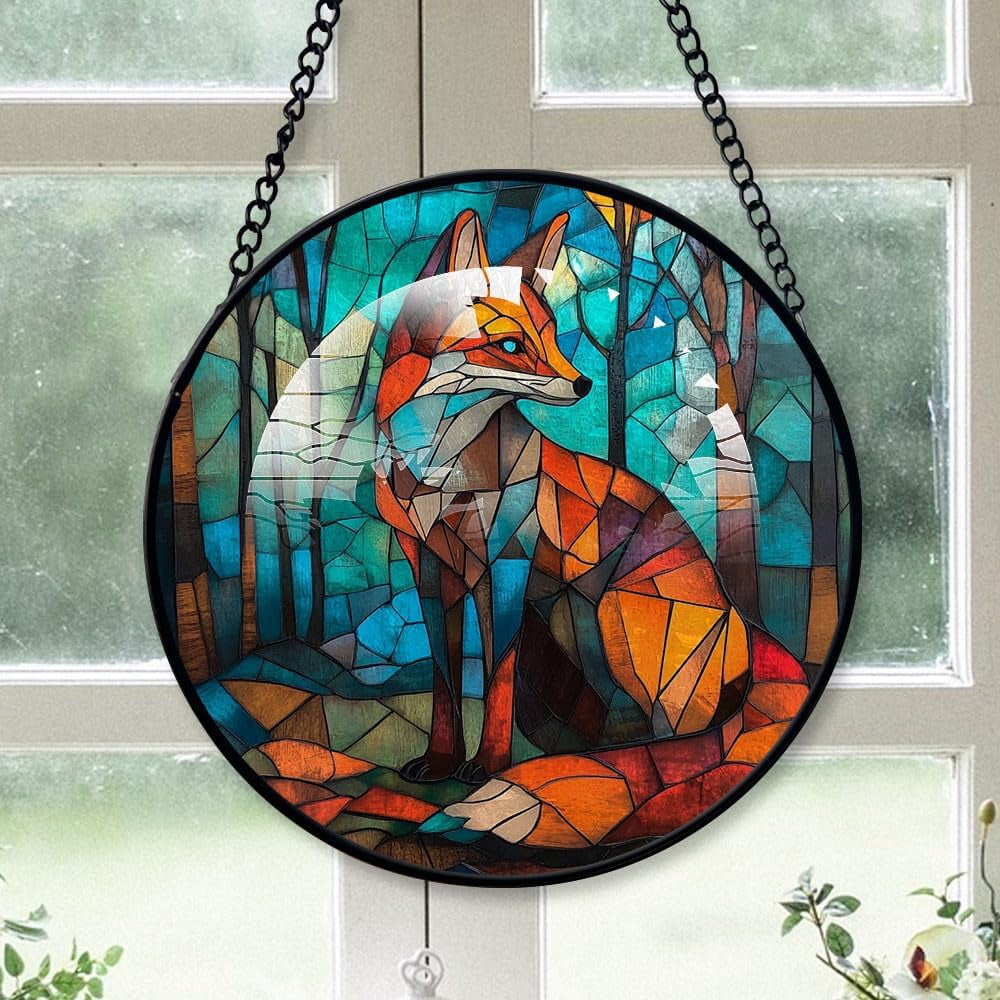 Customized Fox Stained Glass, Fox Suncatchers, Fox Window Hangings ...