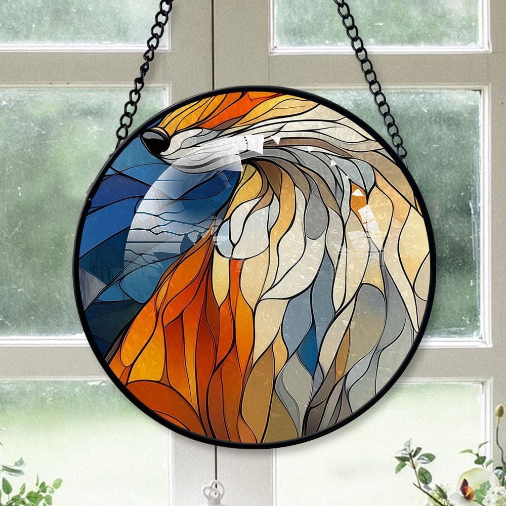 Customized Fox Suncatcher Stained Glass, Fox Gifts for Women for Window ...