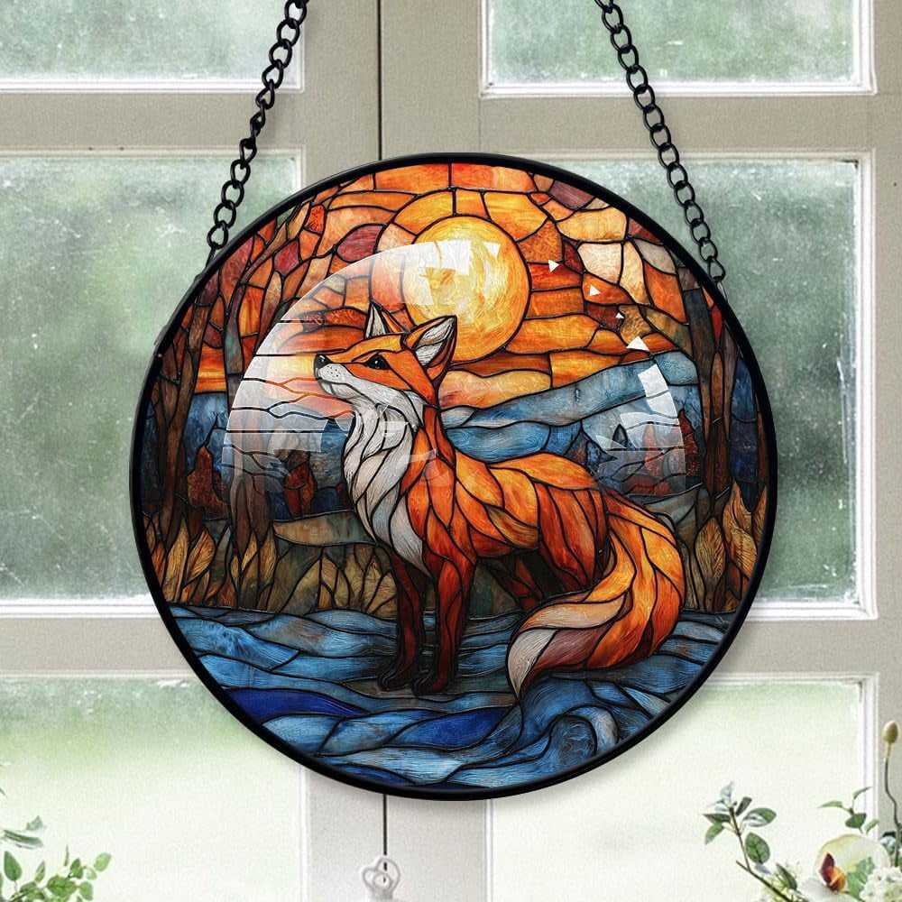 Customized Fox Unique Stained Glass, Fox Unique Suncatchers, Fox Unique ...