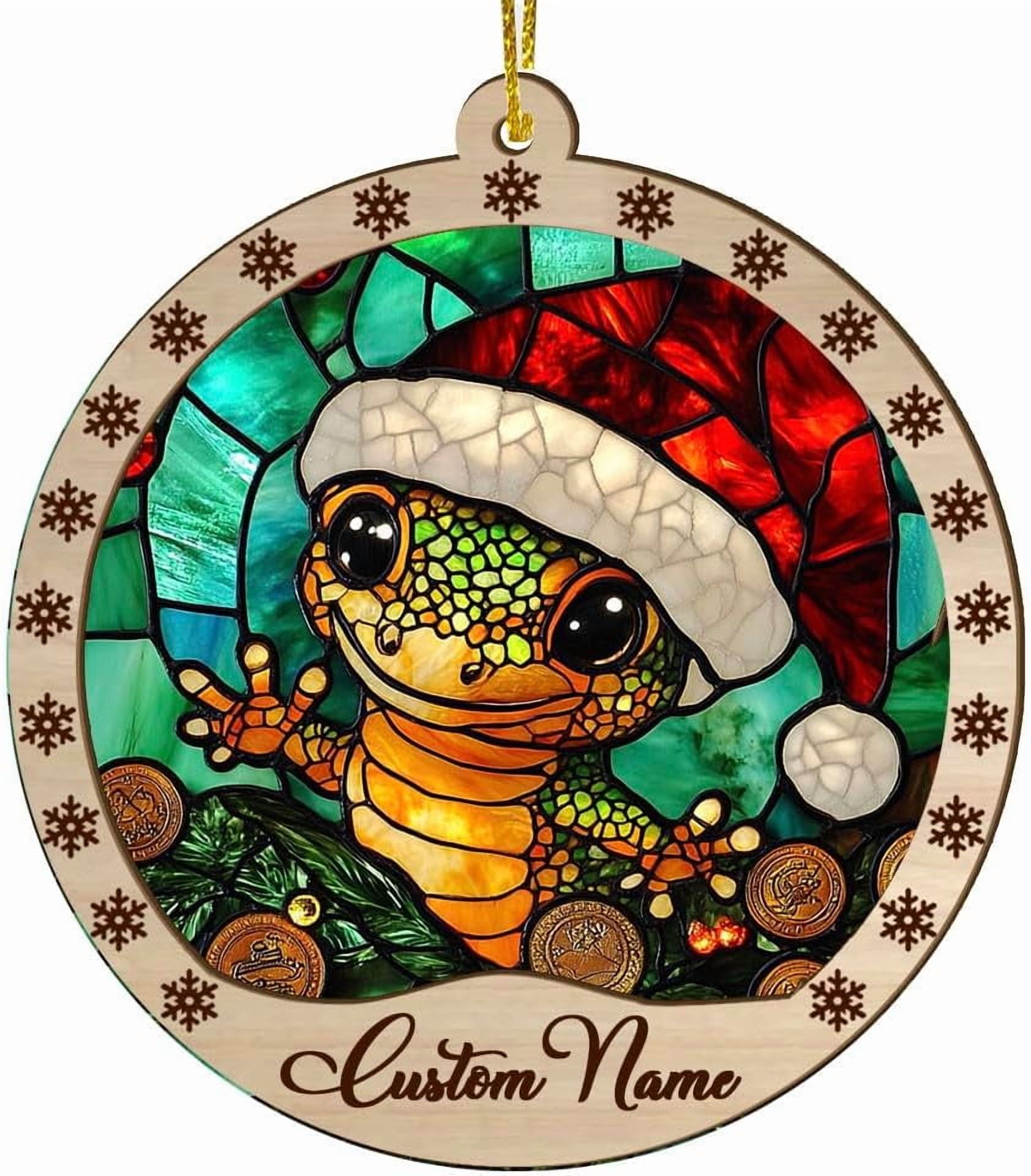 Customized Gecko Christmas Ornaments, Gecko Christmas Suncatcher, Gecko ...