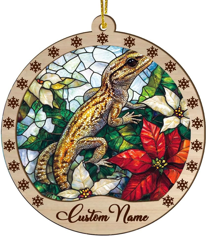 Customized Gecko Christmas Ornaments, Gecko Christmas Suncatcher, Gecko ...