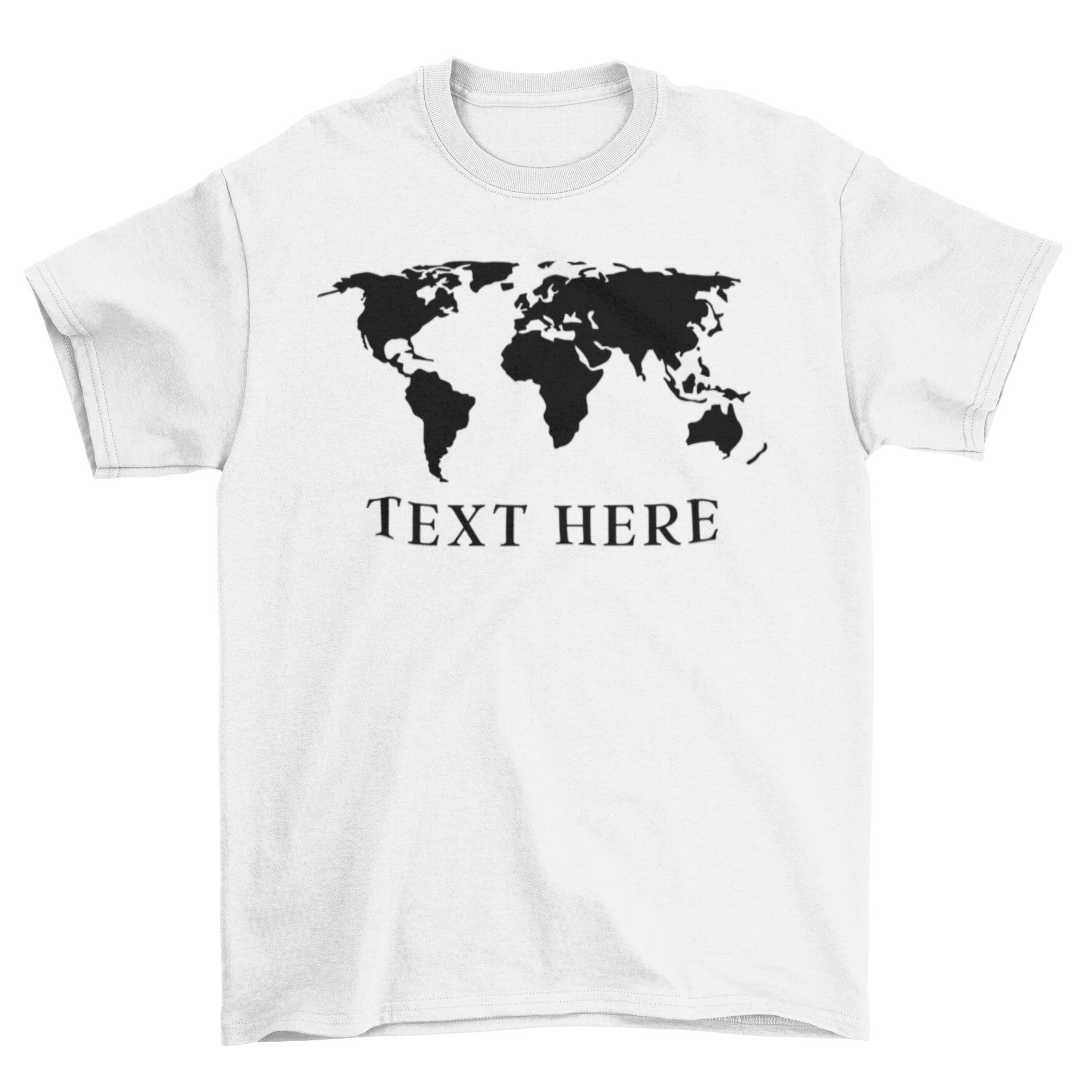 Customized Geographical WHITE View of the World T-Shirt Design With ...