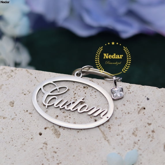Customized Geometric Round Birthstone Stainless Steel Circle Engraved ...