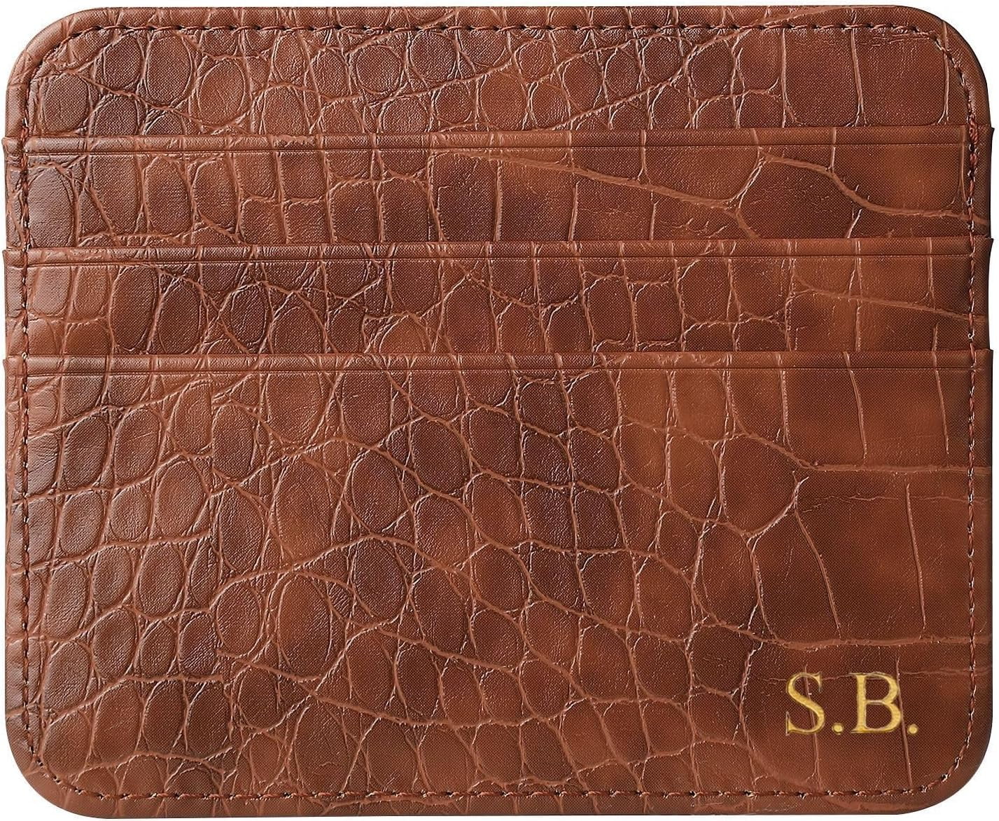 Customized Gold Silver Initial letters Credit Card Holder Wallet, PU ...