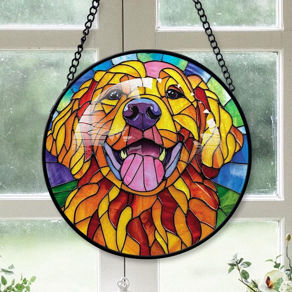 Customized Golden Retriever Stained Glass, Golden Retriever for ...