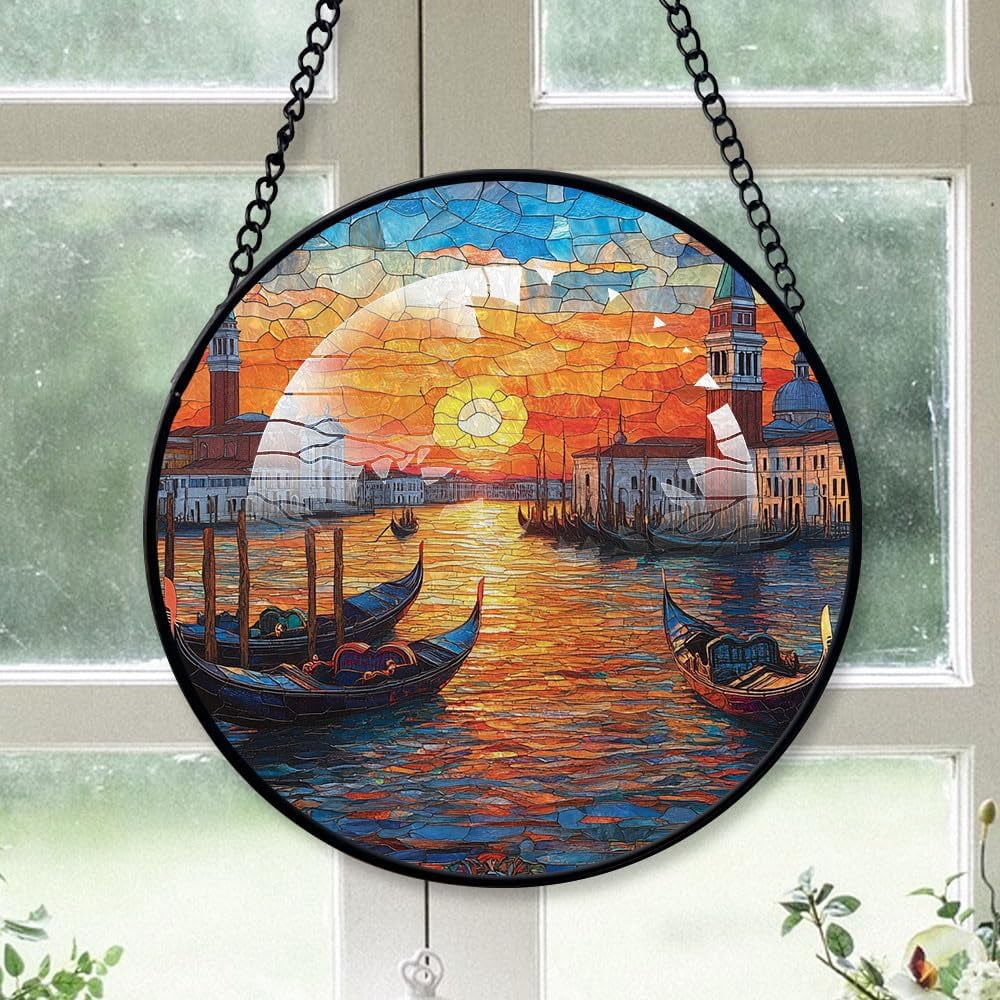 Customized Gondolas a Canal Stained Glass Window Hangings, Gondolas a ...