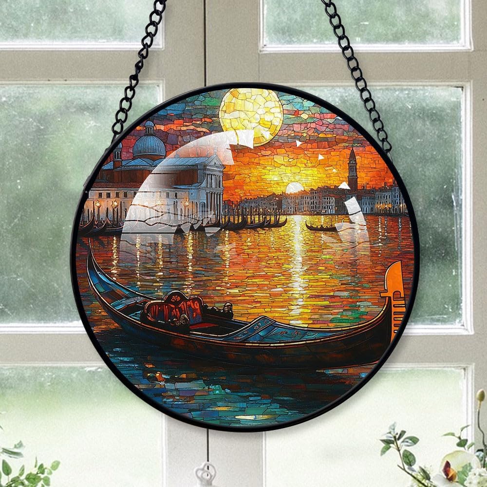 Customized Gondolas a Canal Suncatcher Stained Glass, Gondolas a Canal ...