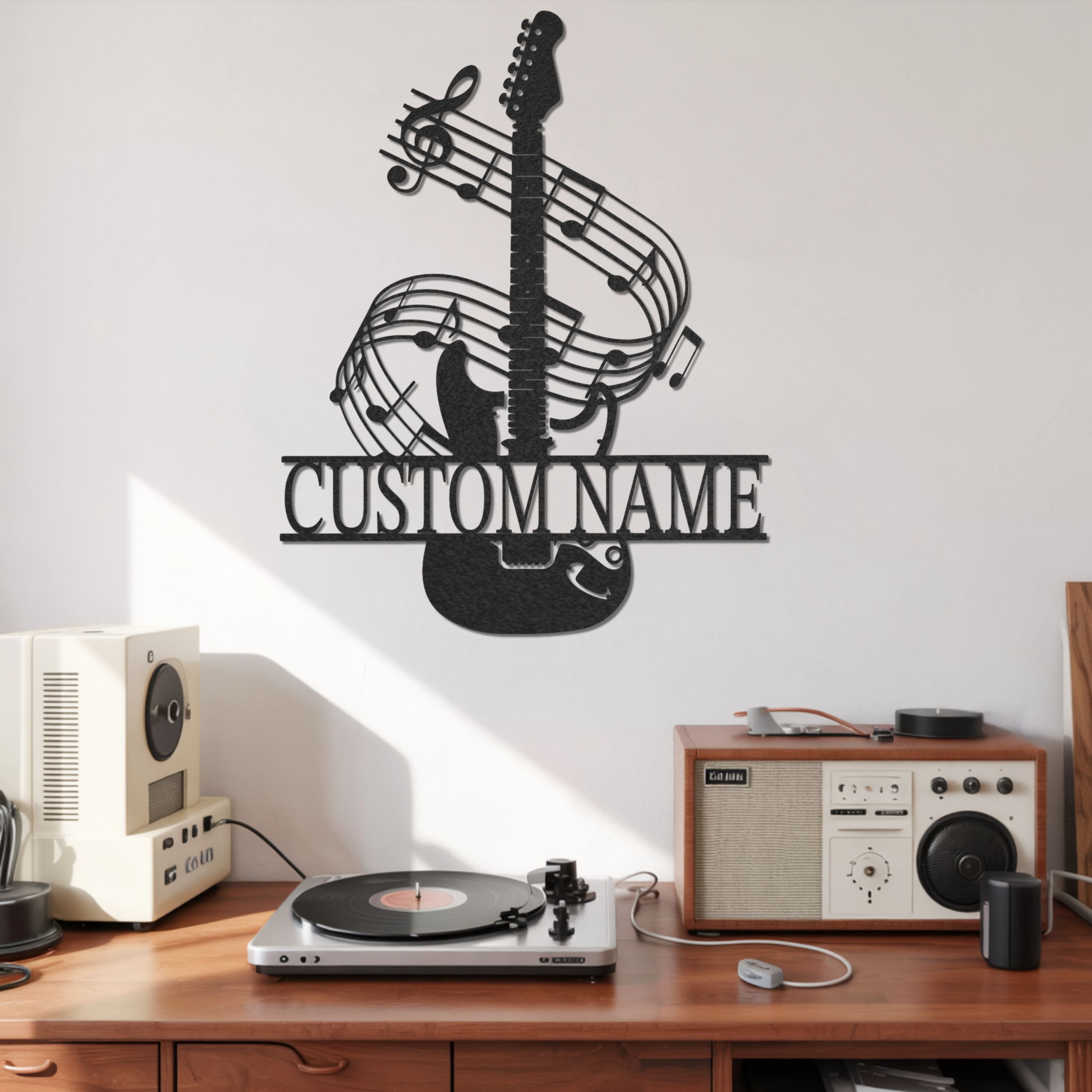 Customized Guitar Metal Sign, Personalized Name Wall Art, Custom Music ...