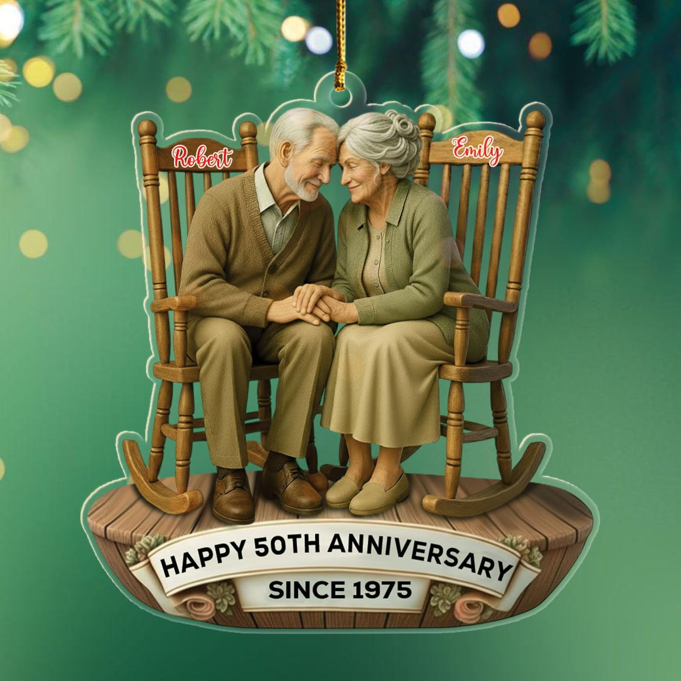 Customized Happy 50th Anniversary Shaped Ornaments 2025, Old Couple ...