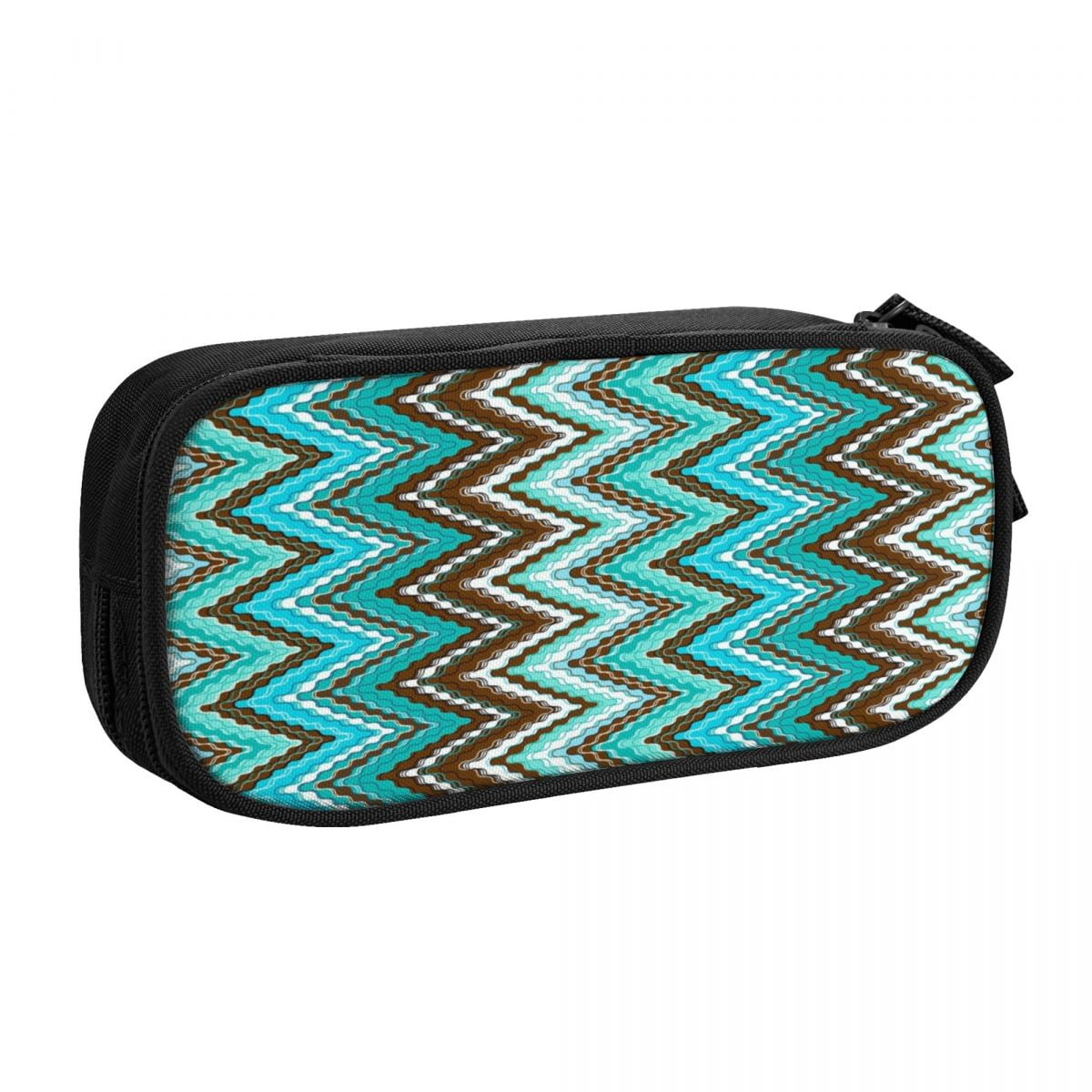 Customized Home Zig Zag Patterns Grey White Pencil Case for Large Storage Boho Chic Zigzag Pen ...
