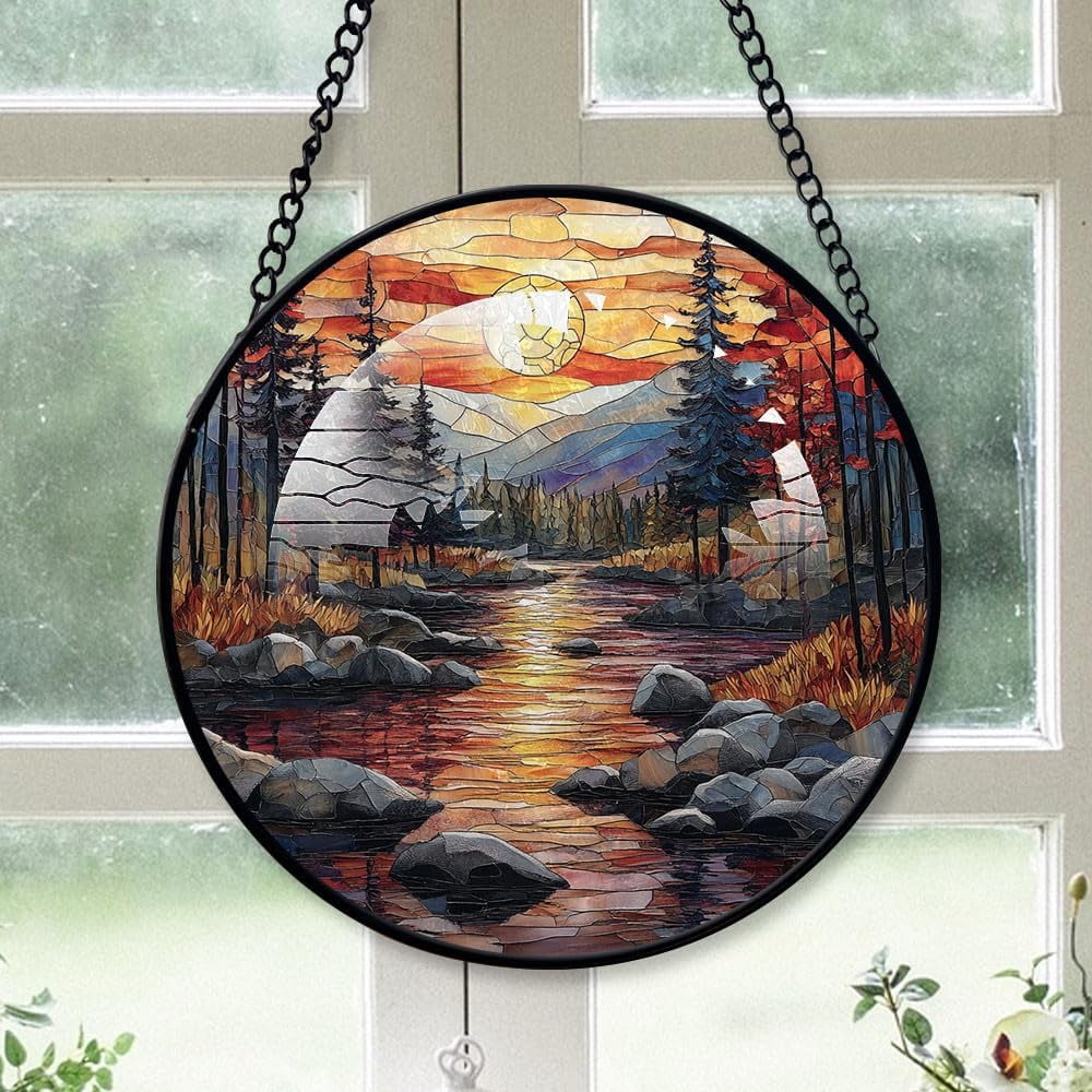 Customized Horizon Sunset Suncatcher Stained Glass, Horizon Sunset ...