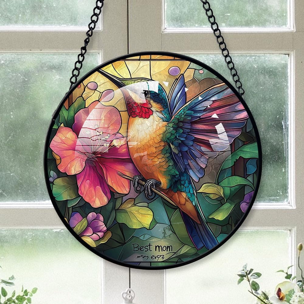 Customized Hummingbird Hanging Stained Glass for Windows 30cm ...