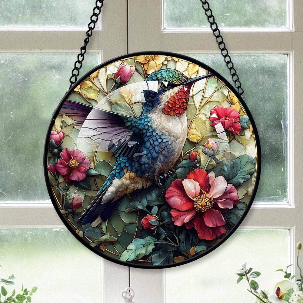 Customized Hummingbird Hanging Stained Glass for Windows 30cm ...
