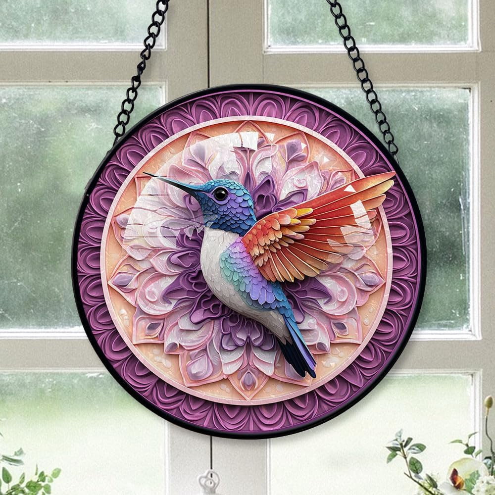 Customized Hummingbird Hanging Stained Glass for Windows , Hummingbird ...