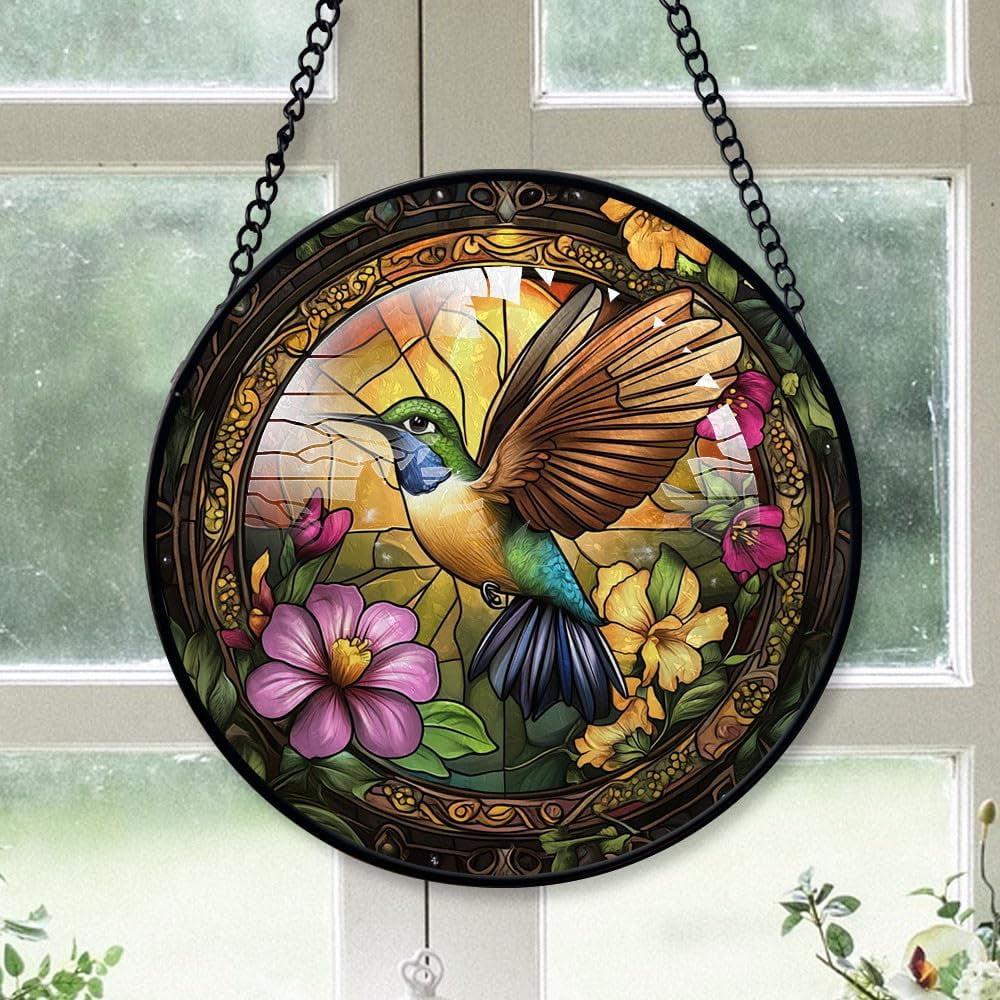 Customized Hummingbird Stained Glass, Hummingbird Suncatchers ...