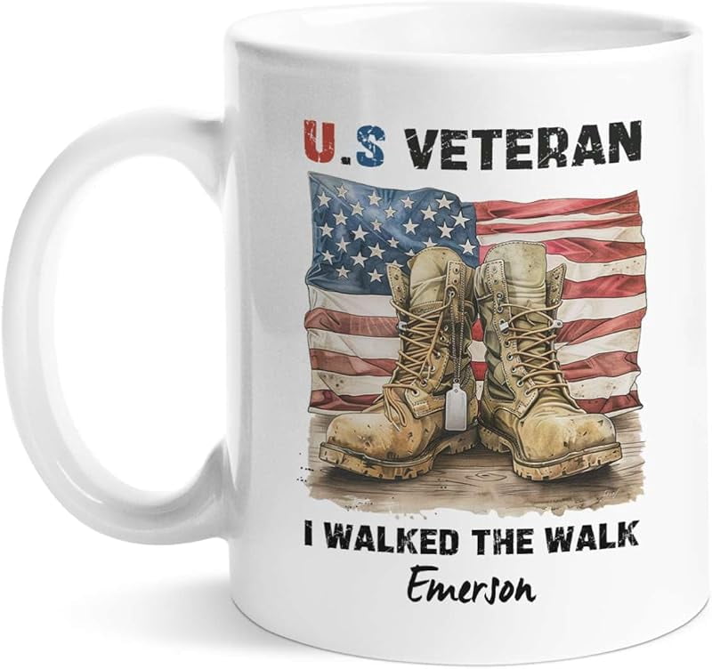 Customized I Walked The Walk Coffee Mugs, USA Veteran Tea Cups ...