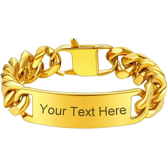 Customized ID Bracelets for Men, Stainless Steel Cuban Chain Bracelets ...